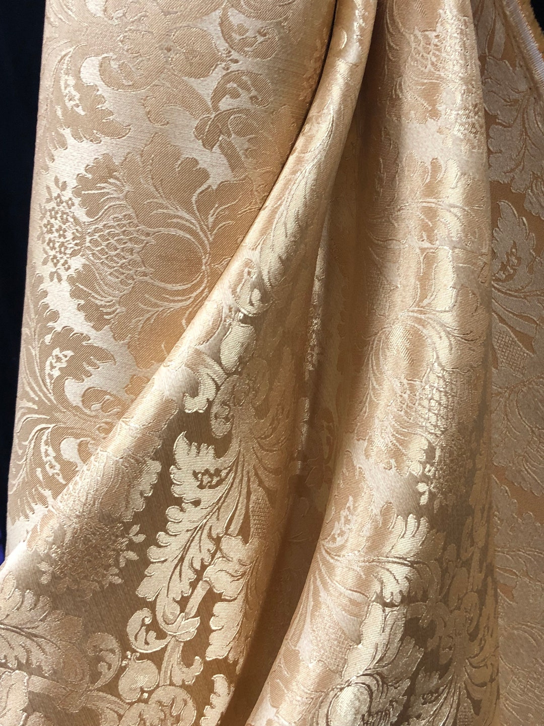 YELLOW GOLD With Large GOLD Jacquard Damask - Upholstery Drapery Fabric ...