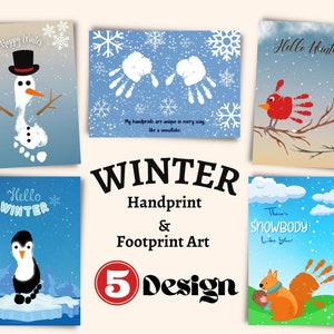 Hello Winter Handprint Footprint Printable Craft Art for Baby Toddler ...