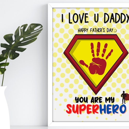 Superhero Father's Day Handprint Art Super Dad Handprint - Etsy