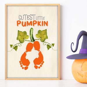 Cutest Little Pumpkin, Footprint Art Craft, Thanksgiving Fall Autumn ...