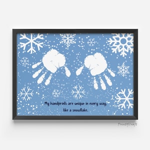 Winter Handprint Craft Art, Baby Toddler Kids DIY Snowflake Craft ...