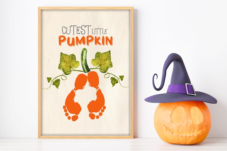 Cutest Little Pumpkin Footprint Art Craft Thanksgiving Fall - Etsy