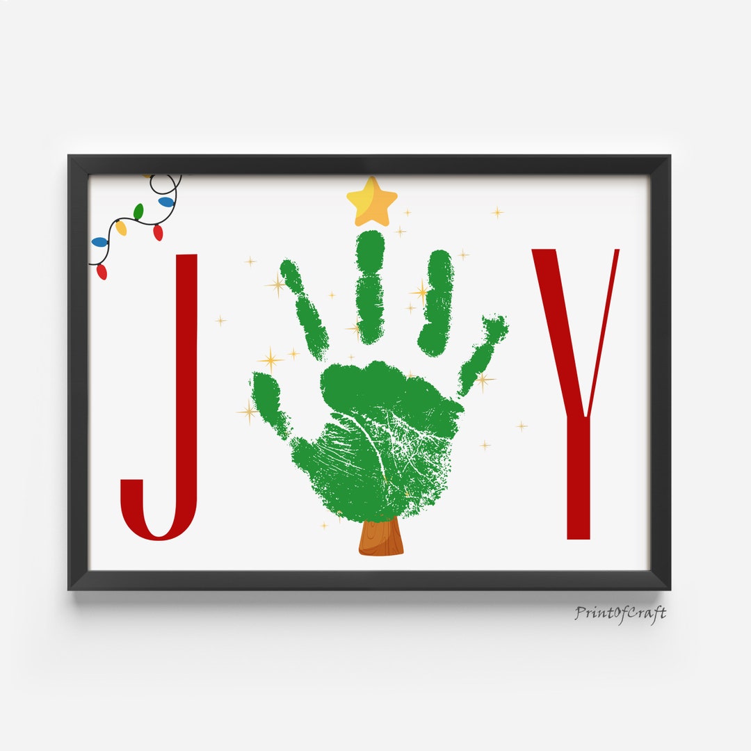 Christmas Handprint JOY Craft, Printable Christmas Handprint Footprint ...