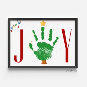 Christmas Handprint JOY Craft, Printable Christmas Handprint Footprint ...