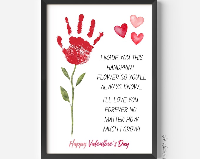 Valentine's Day Handprint Art Craft Template, Kids Valentine Activity ...