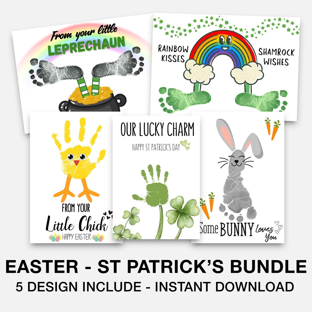 Easter Handprint Footprint Bundle Craft, St Patricks's Handprint Art ...