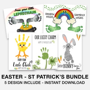 Easter Handprint Footprint Bundle Craft, St Patricks's Handprint Art ...