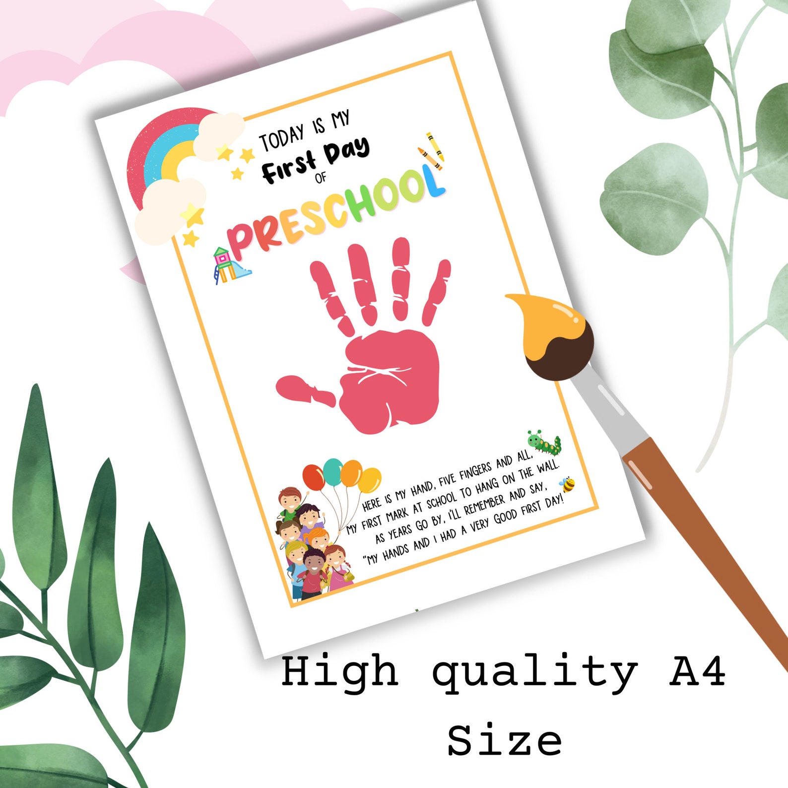 Preschool Handprint Art Craft, First Day Handprint Preschool Craft ...