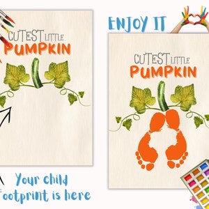 Cutest Little Pumpkin, Footprint Art Craft, Thanksgiving Fall Autumn ...