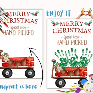 Merry Christmas Handprint Art, Christmas Footprint Craft, Printable DIY ...