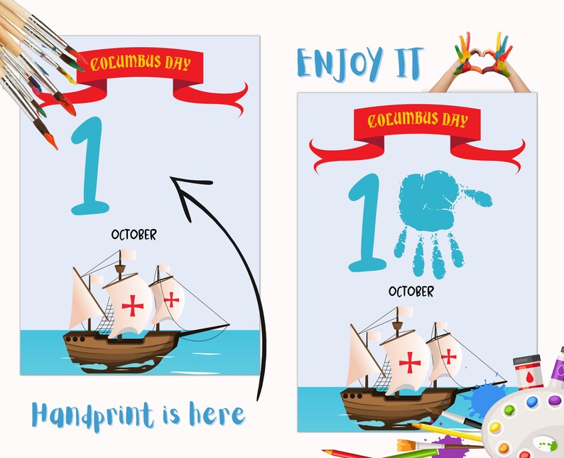 Columbus Day Handprint Hand Craft Art Activity Preschool - Etsy