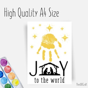 Christmas Handprint Art Craft, Christmas Joy to the World DIY Decor ...