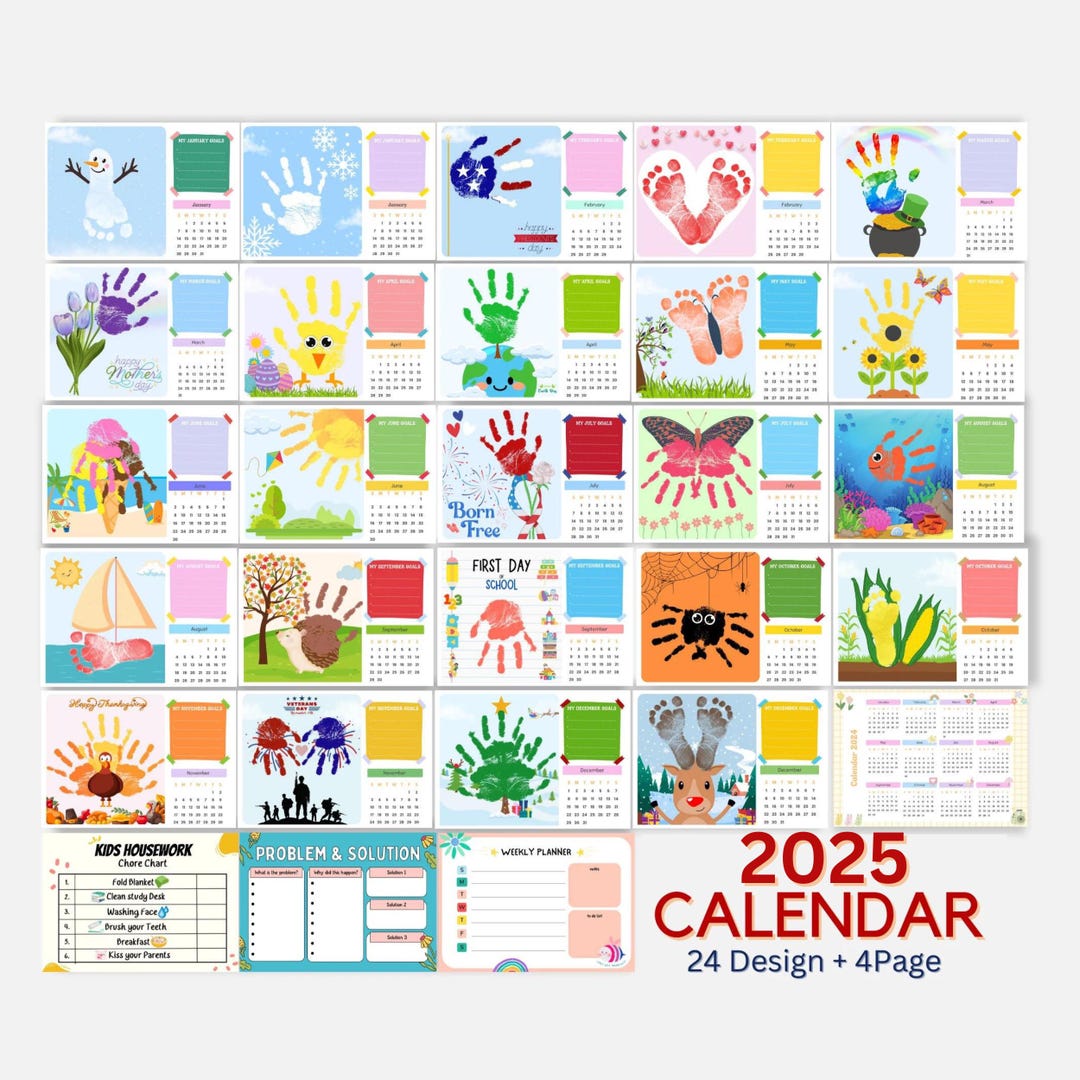 2025 Calendar Handprint Footprint, Handprint Art Craft, Baby Kids ...