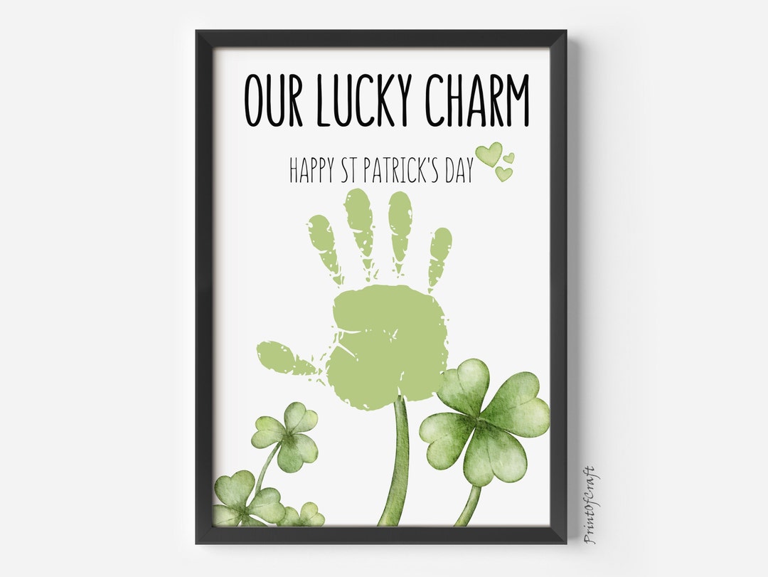 St Patrick's Lucky Charm Handprint Art Craft, Printable St Patrick's ...