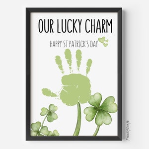 St Patrick's Lucky Charm Handprint Art Craft, Printable St Patrick's ...
