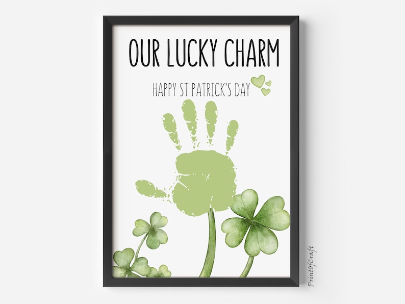St Patrick's Lucky Charm Handprint Art Craft Printable St - Etsy