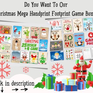 Christmas Handprint Footprint DIY Art Craft Bundle, Printable Christmas ...