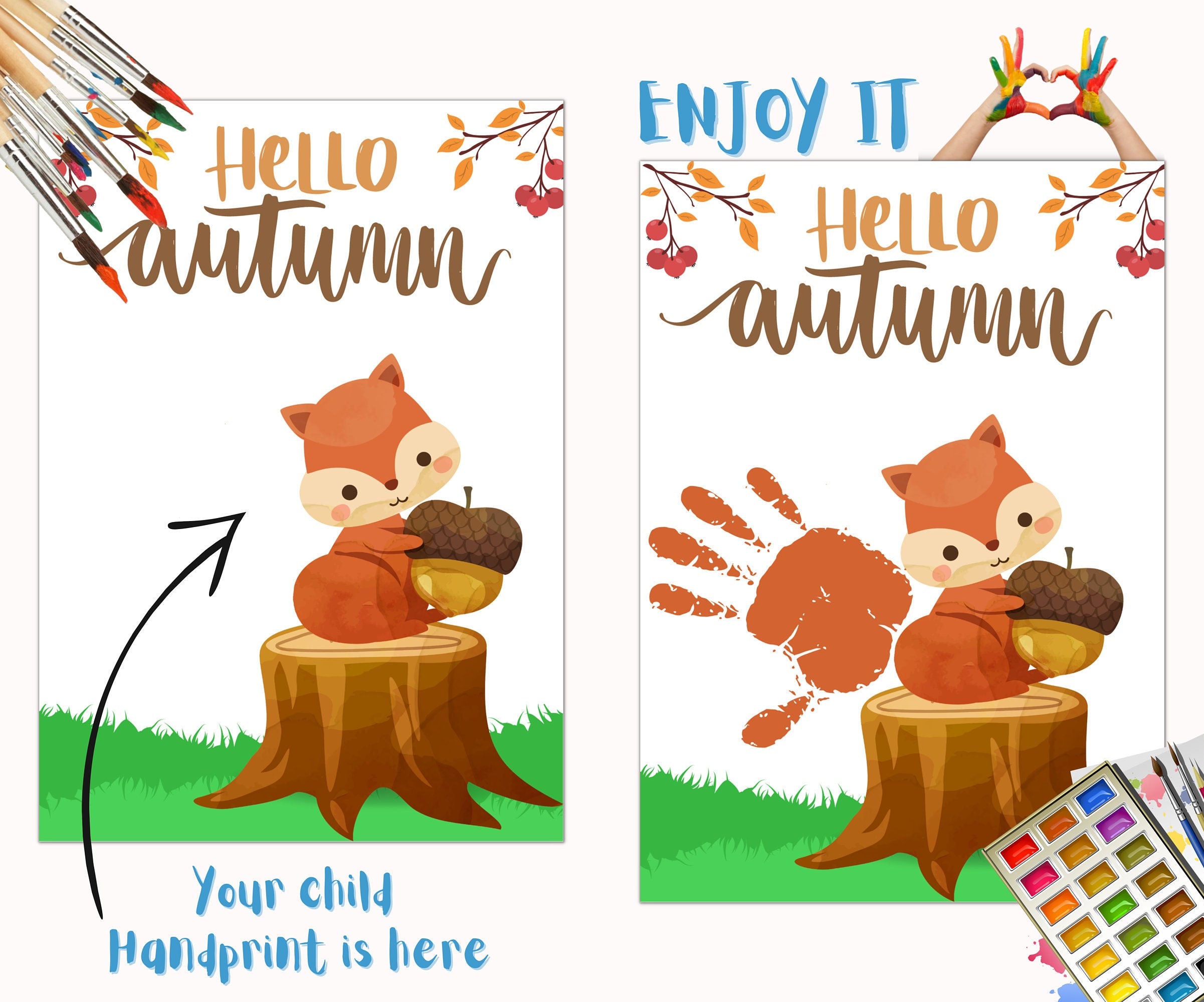 Squirrel Hello Autumn Fall Pumpkin Handprint Footprint Art Craft,first ...