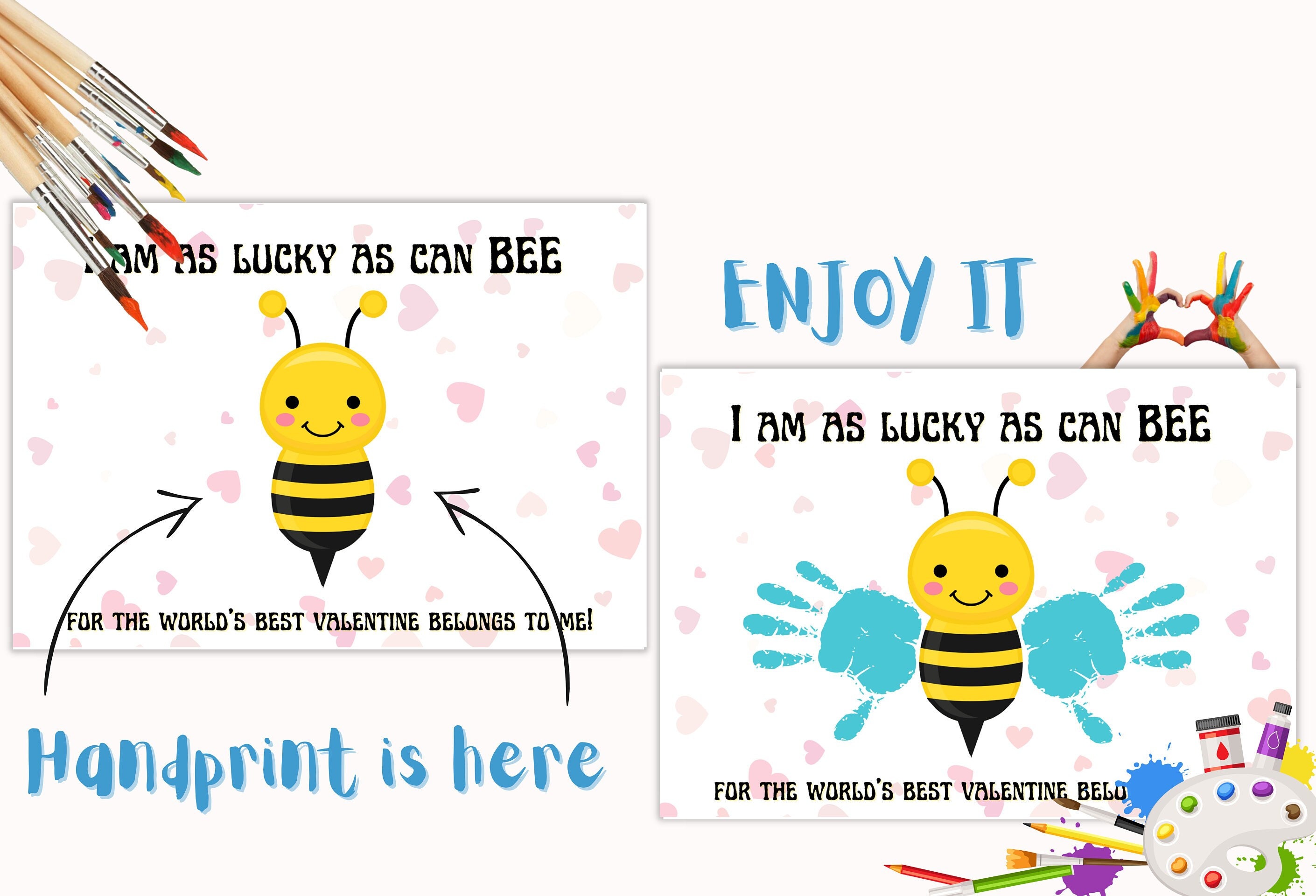 Bee Valentines Day Footprint Craft, Bee My Valentines Handprint Art ...