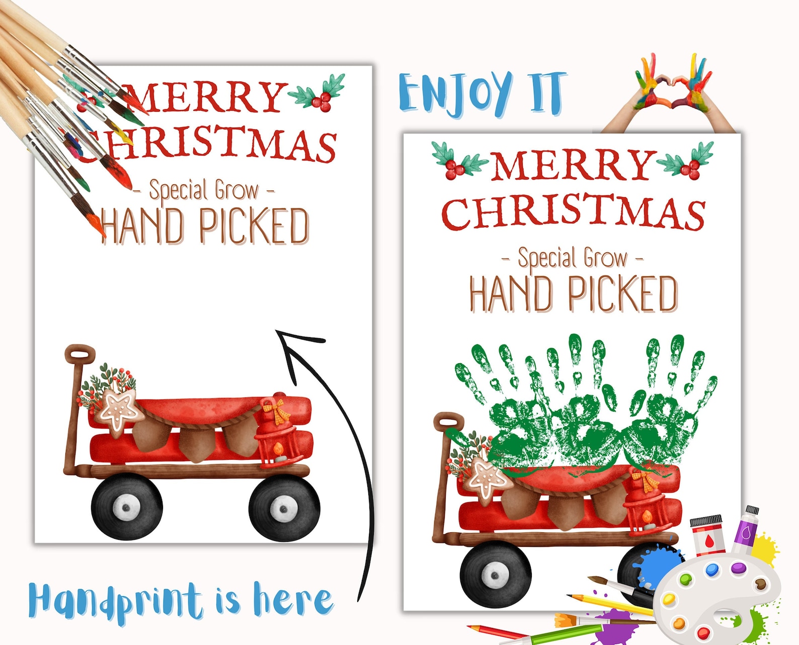 Christmas Handprint Footprint DIY Art Craft Bundle Printable - Etsy