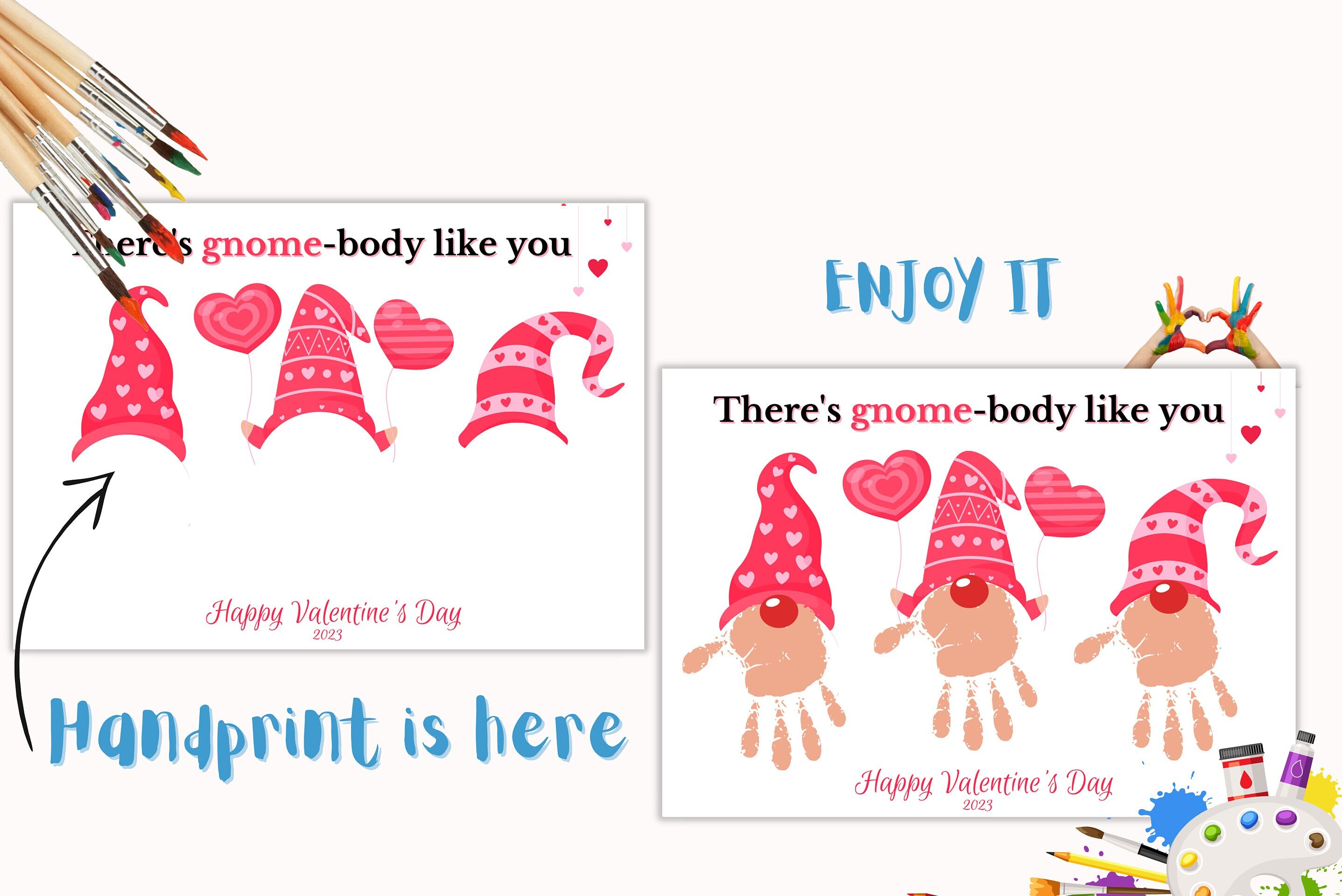 Valentines Day Footprint Handprint Craft Gnome Art Craft - Etsy