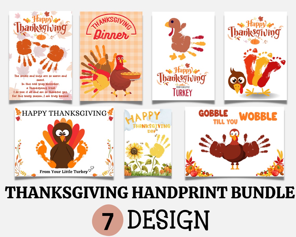 Thanksgiving Handprint Footprint Craft Bundle Fall Printable - Etsy