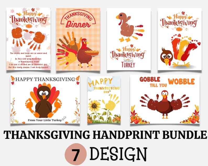 Thanksgiving Handprint Footprint Craft Bundle Fall Printable - Etsy