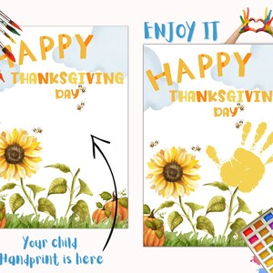 Sunflower Handprint Art, Happy Thanksgiving Autumn Thankful,child Kids ...