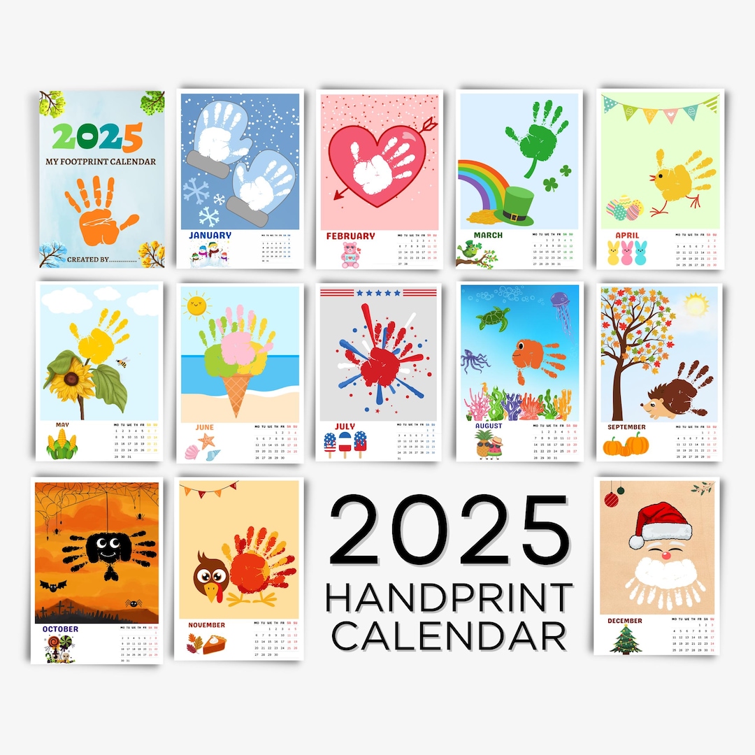 2025 Handprint Calendar, Footprint Handprint Art Craft DIY Gift Child ...