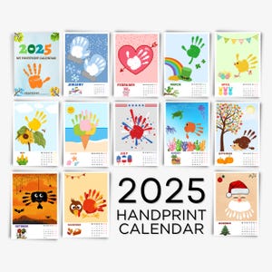 2025 Handprint Calendar, Footprint Handprint Art Craft DIY Gift Child ...