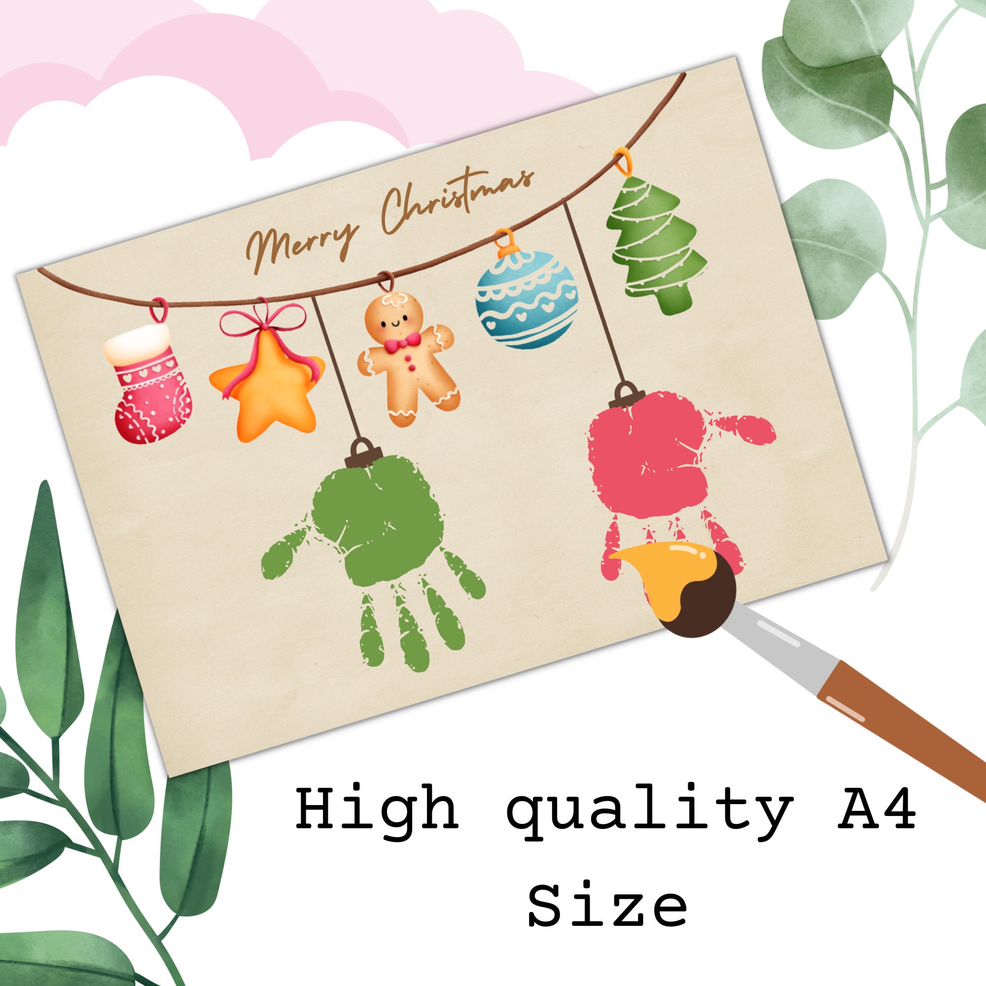 Christmas Handprint Art Craft Christmas Footprint DIY Decor - Etsy