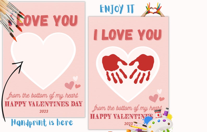 Valentines Day Footprint Handprint Craft Love Heart Art - Etsy