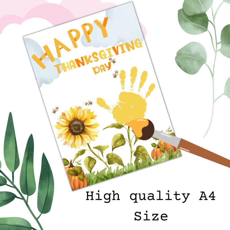 Sunflower Handprint Art Happy Thanksgiving Autumn - Etsy