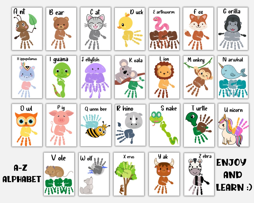 Alphabet Handprint Art Printable Craft, My Handprint Footprint Book ...