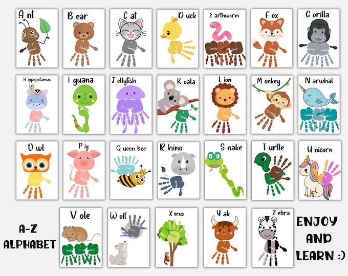 A-Z Alphabet Handprint Booklet | Alphabet Handprint Keepsake | Alphabet ...