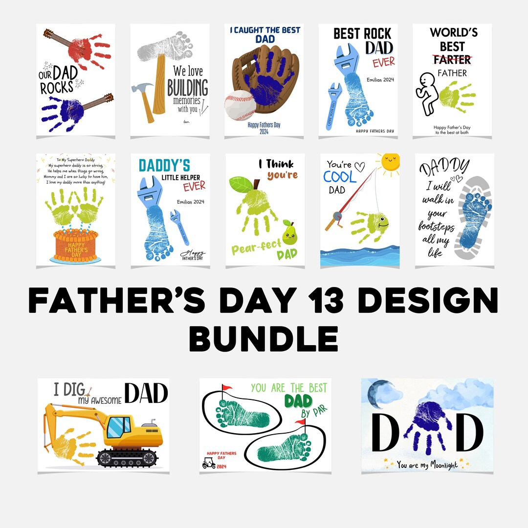 Dad Footprint Handprint Craft for Fathers Day Gift, Printable Kids ...