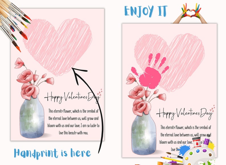 Valentines Day Handprint Craft Flower Handprint Art Craft - Etsy