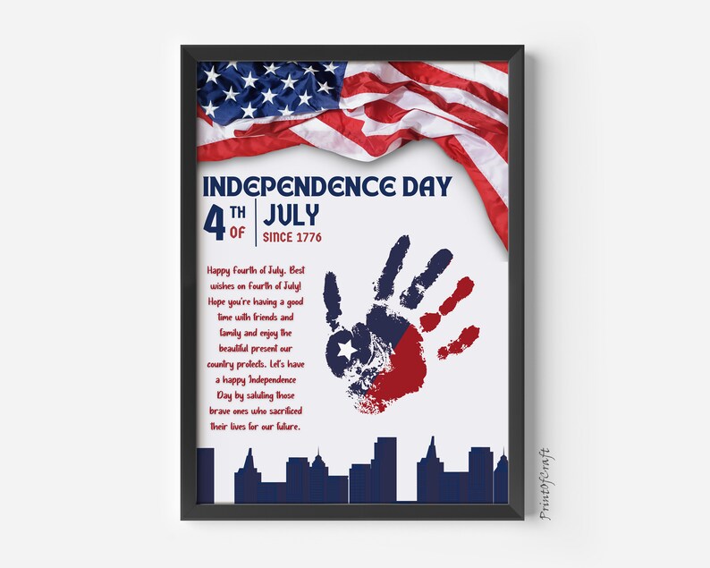 Independence Day Handprint Craft, Digital Printable, Happy 4th of July ...