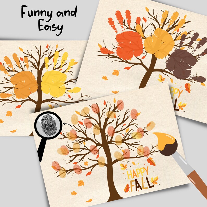 Autumn Fall Tree Handprint Fingerprint Art Fall Craft Baby - Etsy