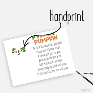 Pumpkin Poem Handprint Printable Art Craft, DIY Pumpkin Autumn Kids ...