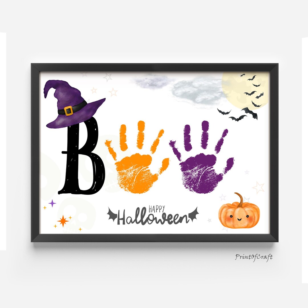 Halloween Boo Handprints Craft, Happy Halloween Craft, Halloween ...