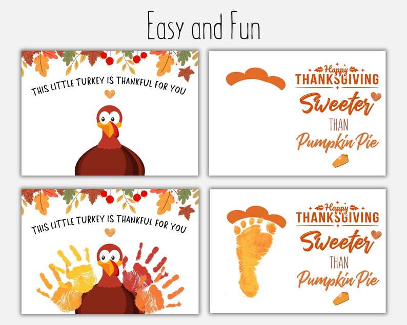 Thanksgiving Handprint Art Bundle, Handprint Craft, Printable, Turkey ...