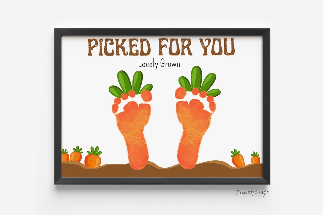 Easter Footprint Handprint Art Craft, Easter Footprint Carrot Patch Art ...