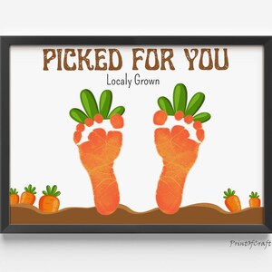 Easter Footprint Handprint Art Craft, Easter Footprint Carrot Patch Art ...