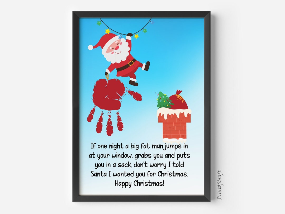 Christmas Santa Handprint Art Craft, Christmas Footprint Printable ...