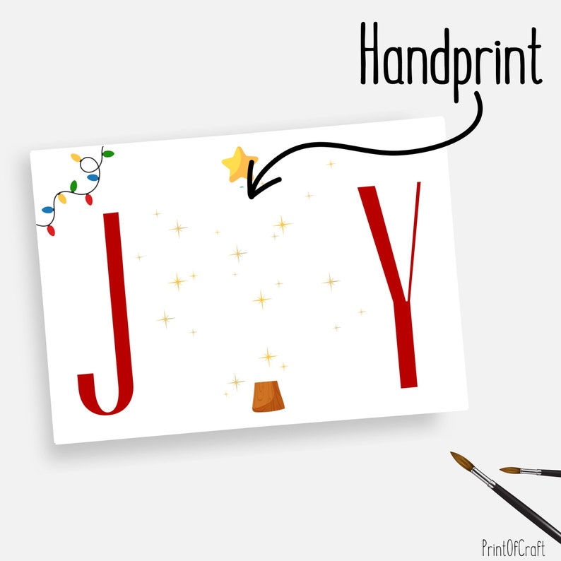 Christmas Handprint JOY Craft, Printable Christmas Handprint Footprint ...