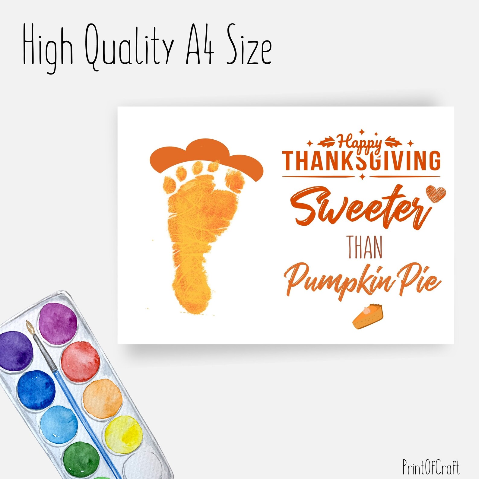 Thanksgiving Footprint Craft, Pumpkin Pie Footprint, Kids Baby Toddler ...