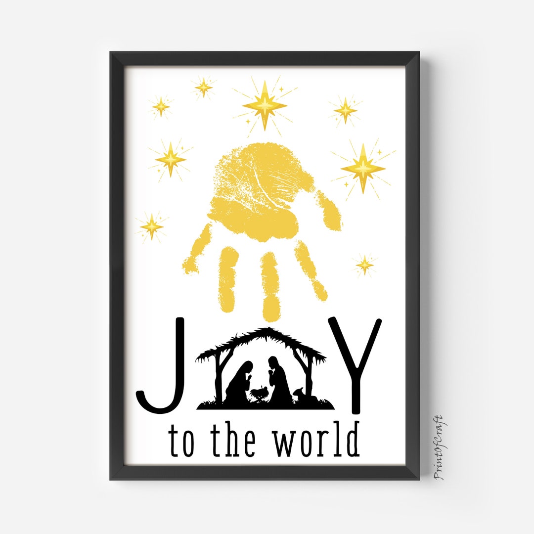 Christmas Handprint Art Craft, Christmas Joy to the World DIY Decor ...