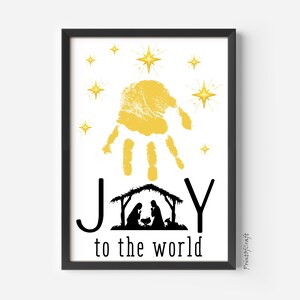 Christmas Handprint Art Craft, Christmas Joy to the World DIY Decor ...