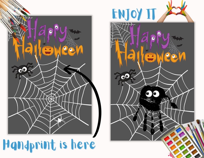 Halloween Spider Handprint Craft Handprint Art Halloween - Etsy